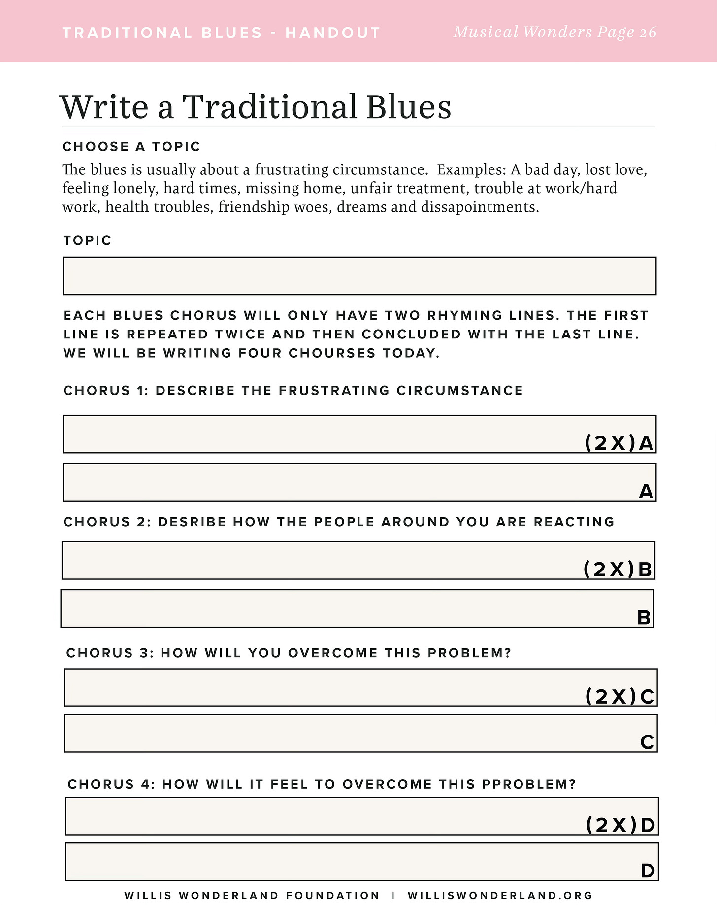 Writing a Traditional Blues Song: AAB Lyric Structure
