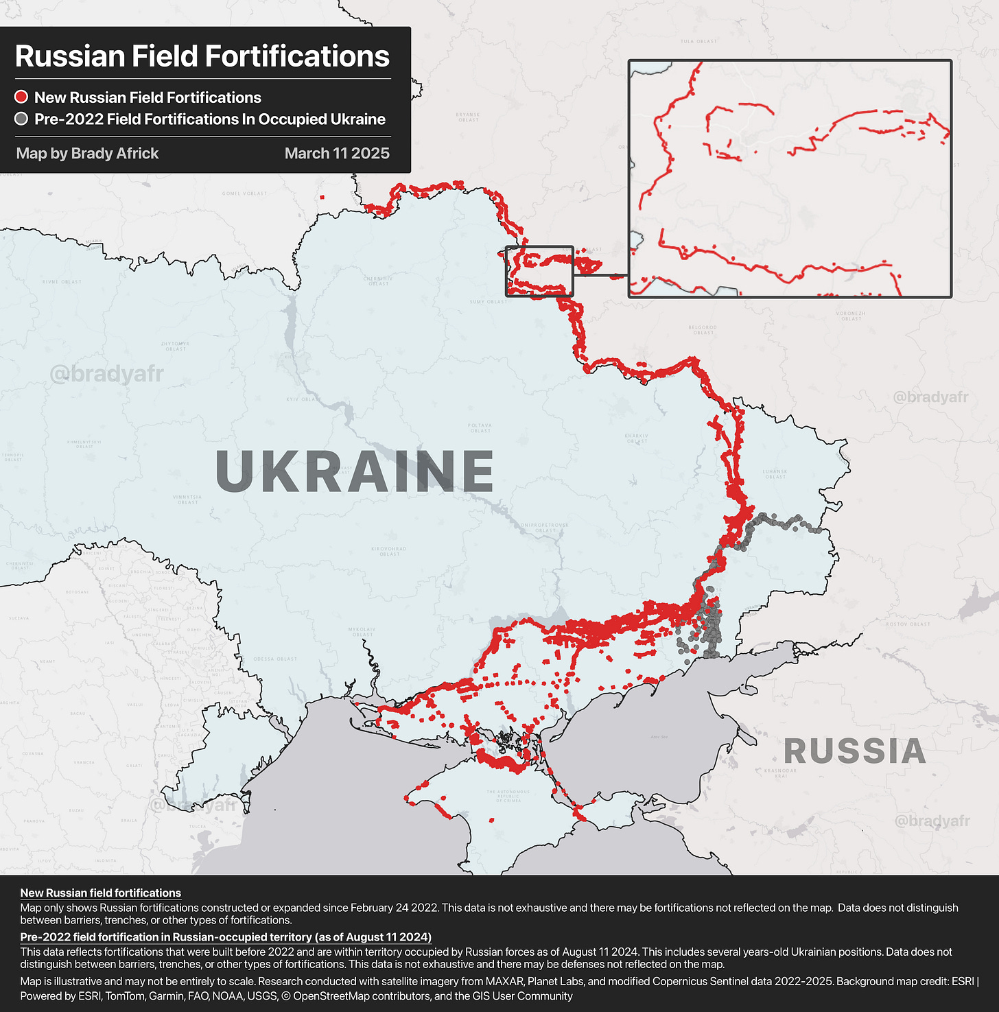 Russian field fortifications in Ukraine