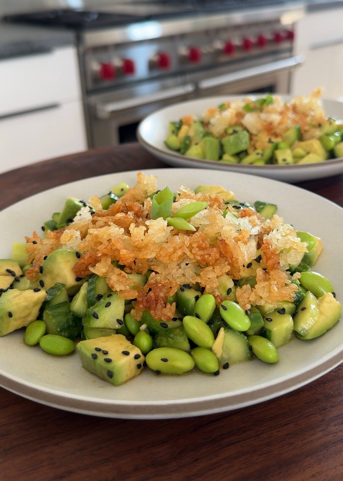 Cucumber Avocado Crispy Rice - by Maxine Sharf