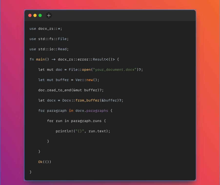 Reading .docx docs - by Will - Rusting