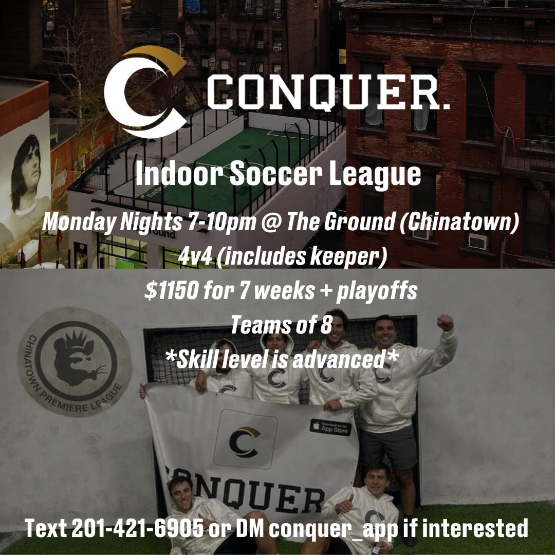 Conquer NYC Footy Newsletter: 1/4 - Conquer NYC Soccer