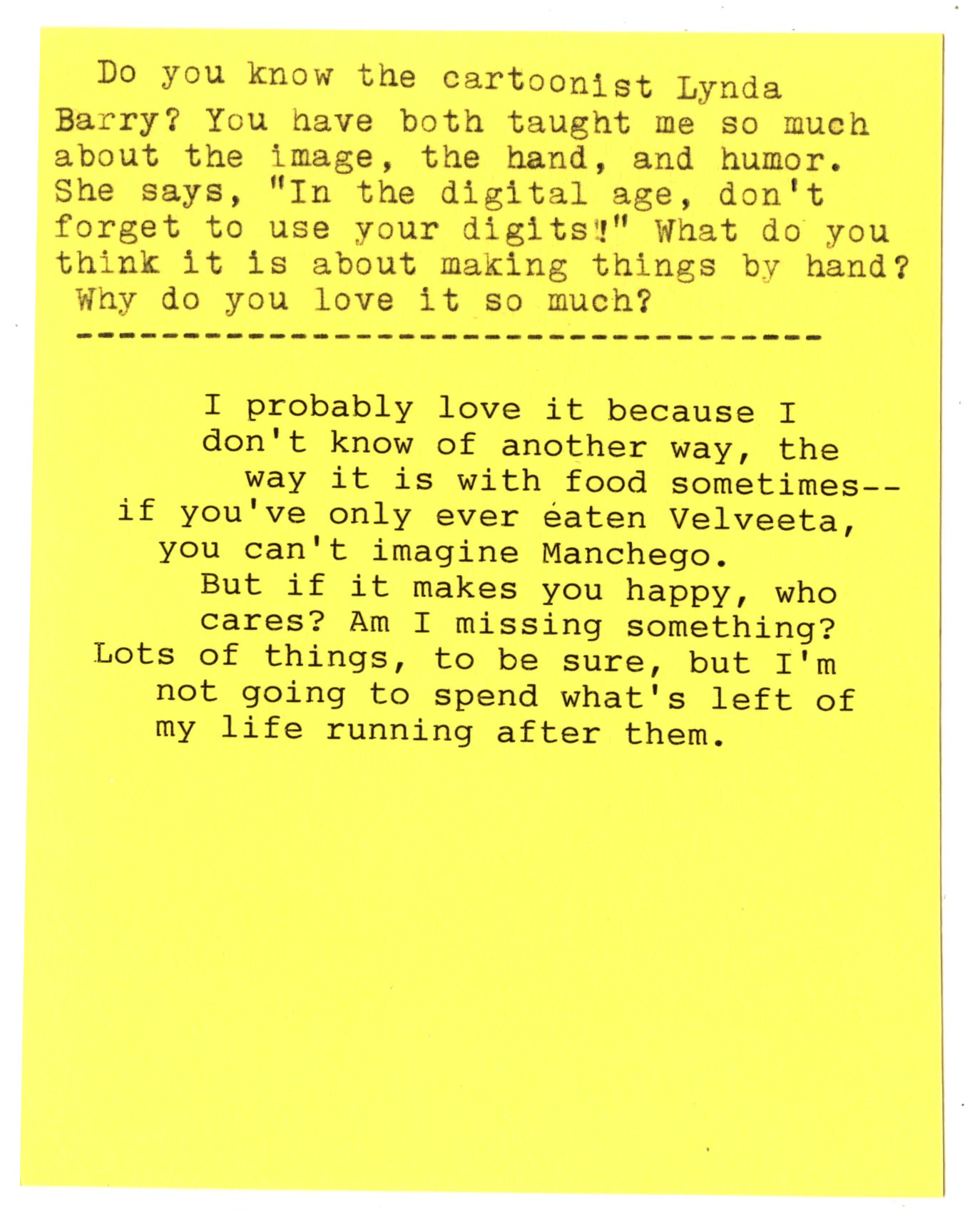 Typewriter interview with Mary Ruefle - Austin Kleon