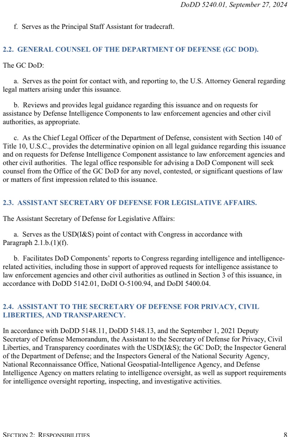 The DoD Quietly Reissues DoD Directive 5240.01, Expanding the Use of ...