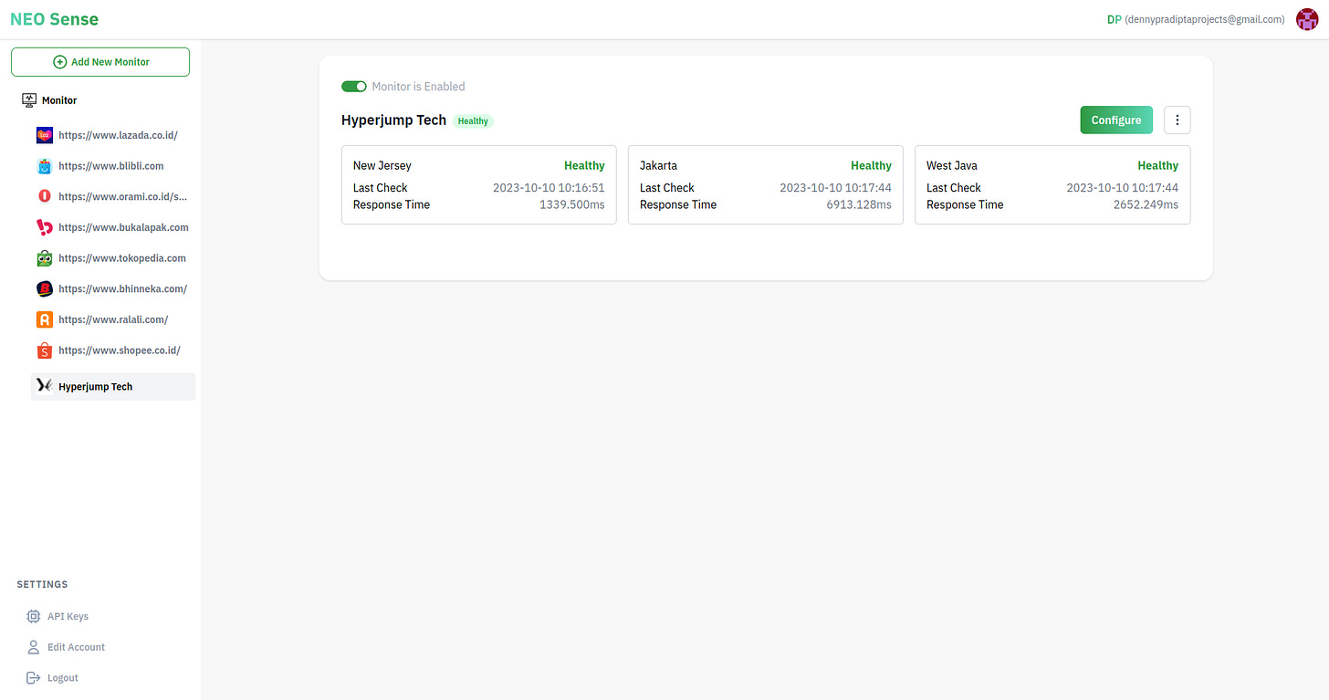 NEO Sense's New Status Page: Simple and Effective
