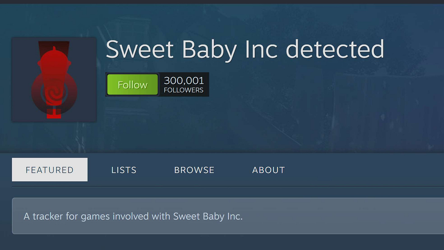 Sweet Baby Inc. detected has surpassed 300,000 followers on Steam