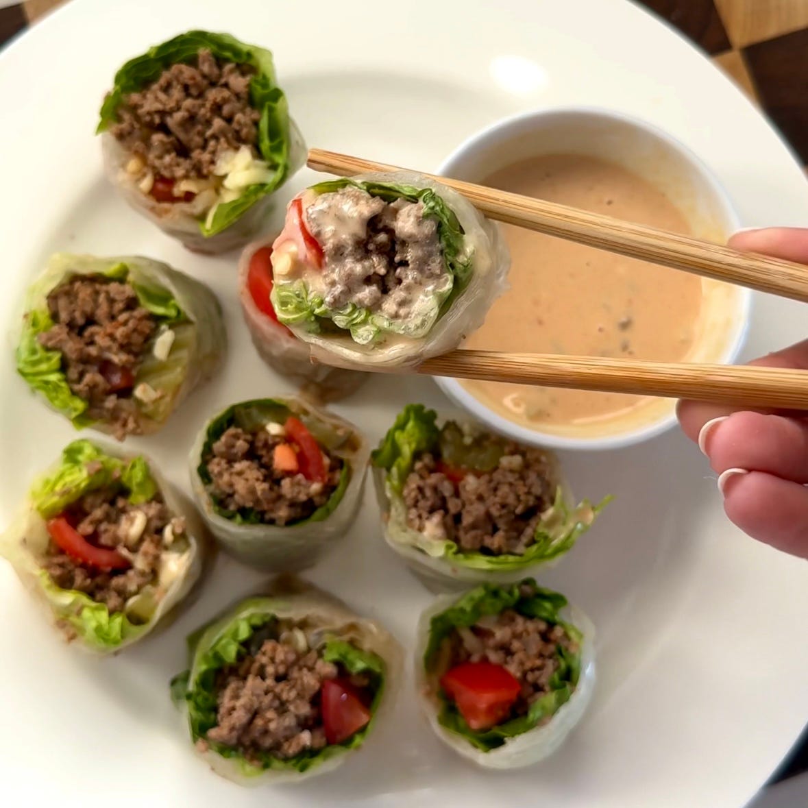 CHEESEBURGER RICE PAPER ROLL 🍔 - Recipes by Victoria
