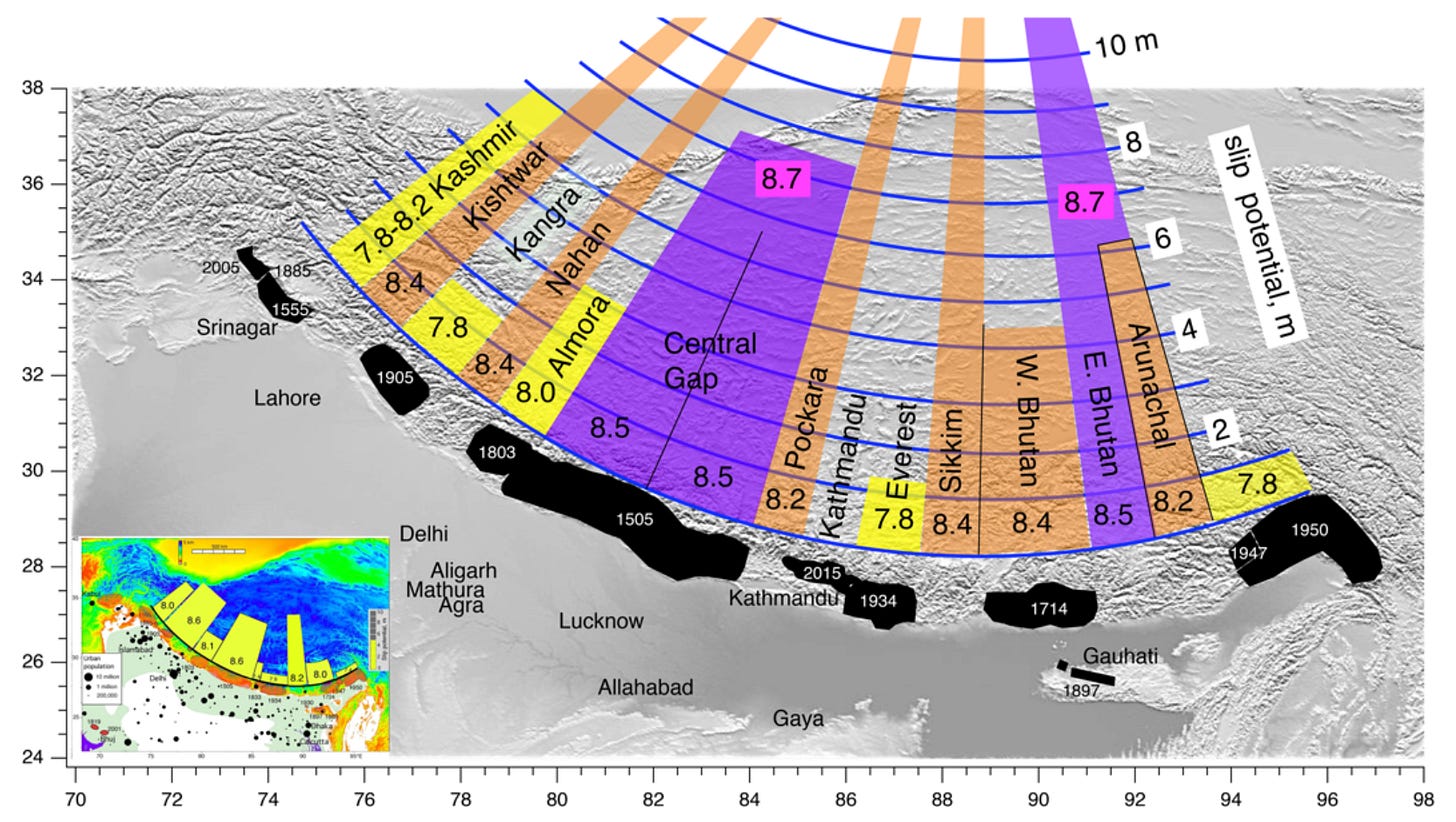 Buildings collapse in Nepal due to M5.7 earthquake with foreshock