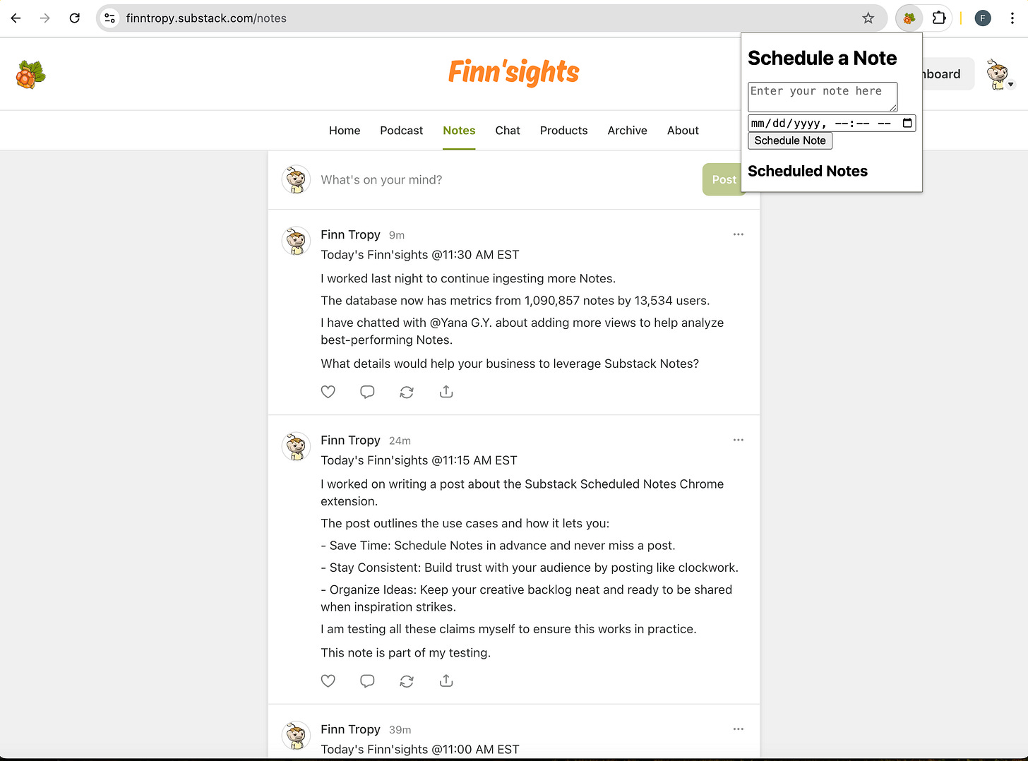 How To Schedule Notes on Substack - by Finn Tropy