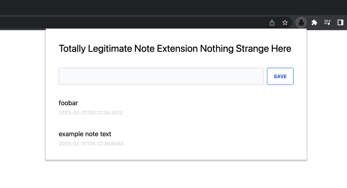 Let's build a Chrome extension that steals everything