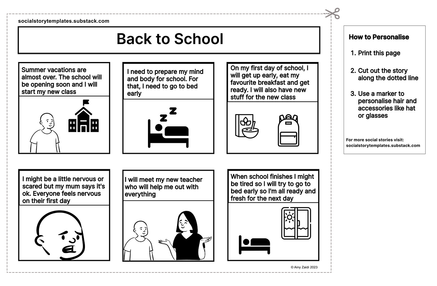 Back to School - by Ainy Zaidi - Social Story Templates