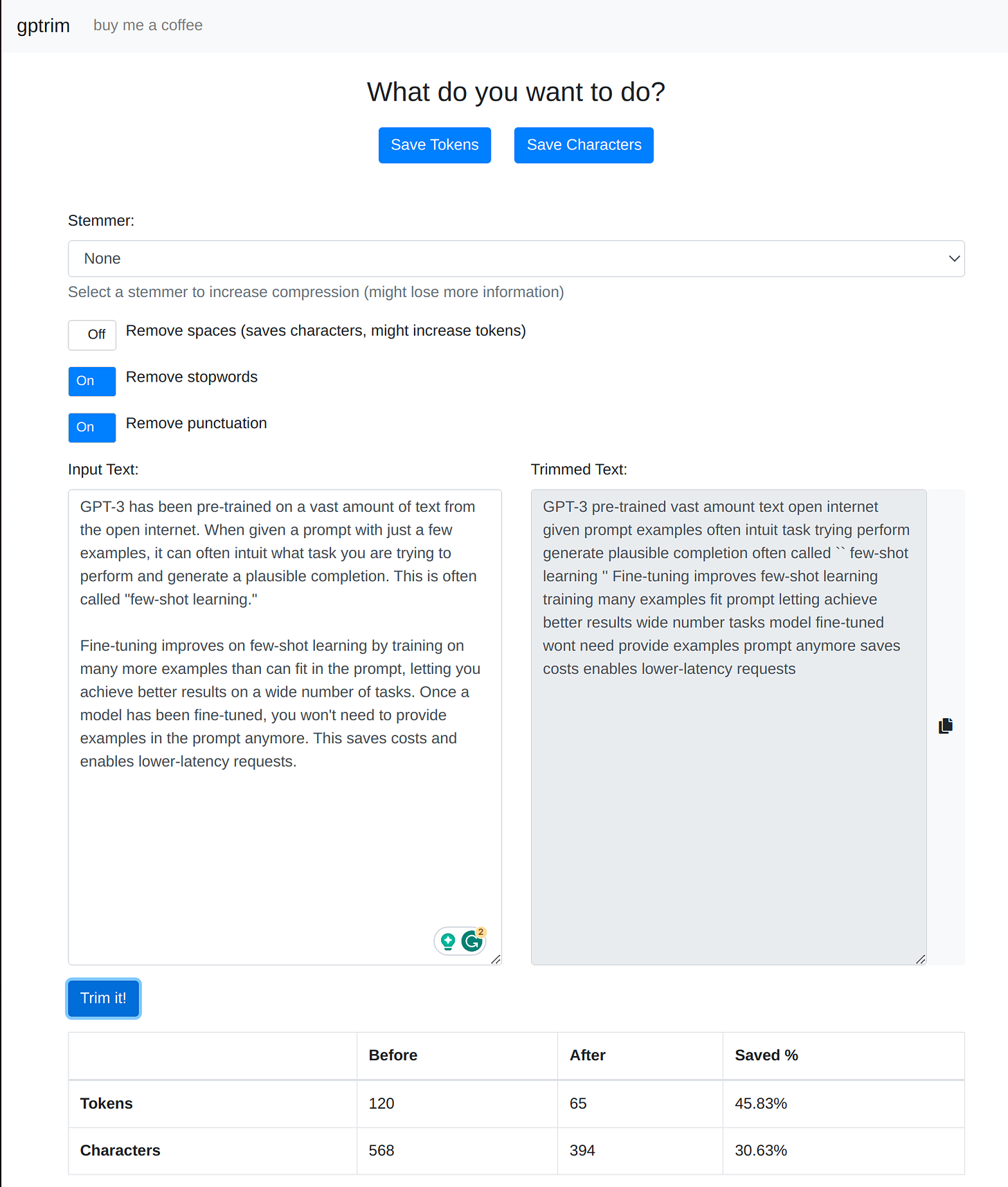 GPT Prompt Compression: A Cheap and Simple Solution