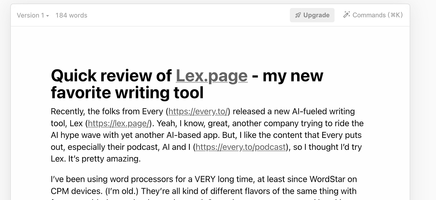 Quick review of Lex.page - by Craig Van Slyke