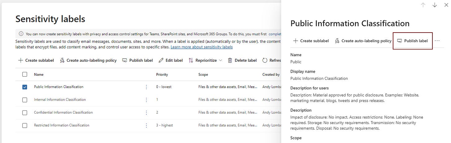 Data Classification and Sensitivity Labels in M365