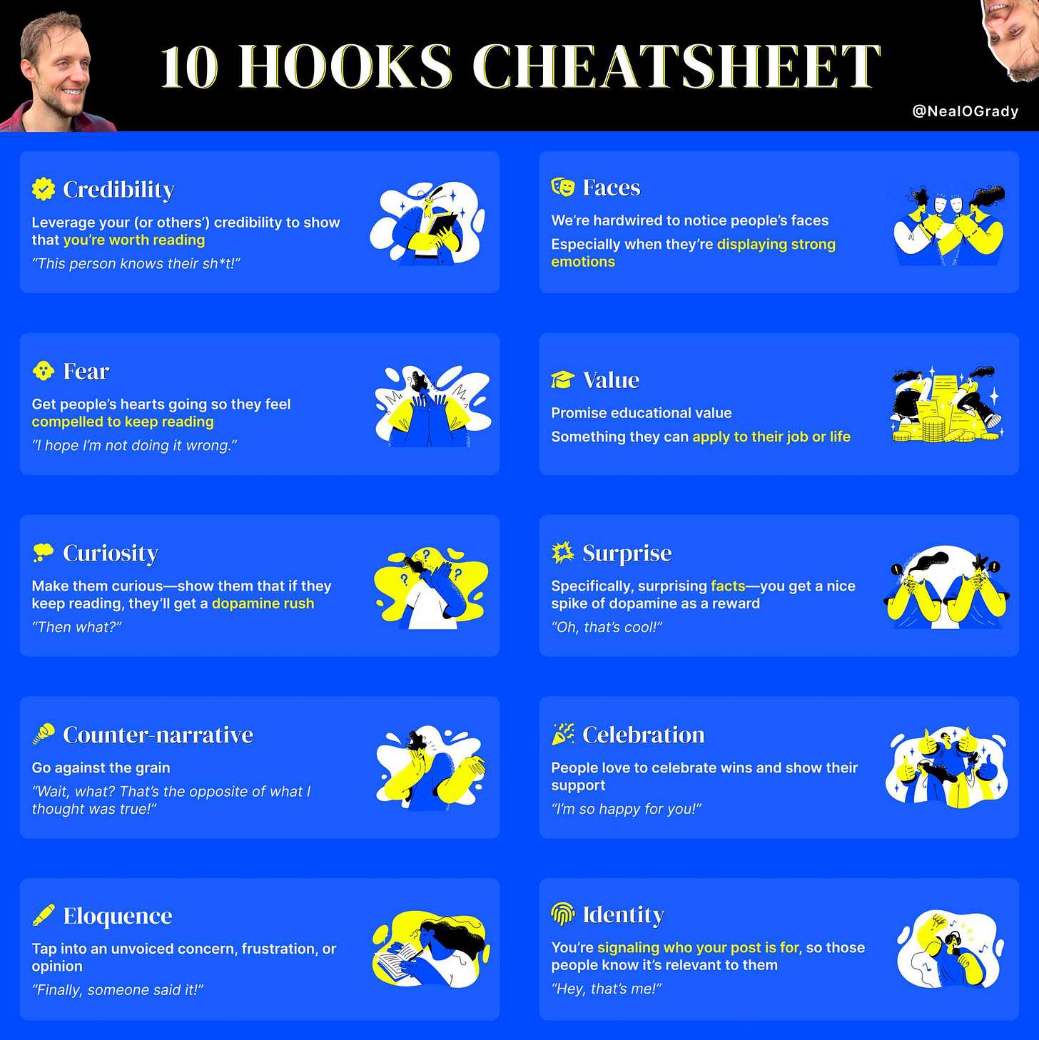 10 Ways to Write Hooks (with examples) - by Neal O'Grady