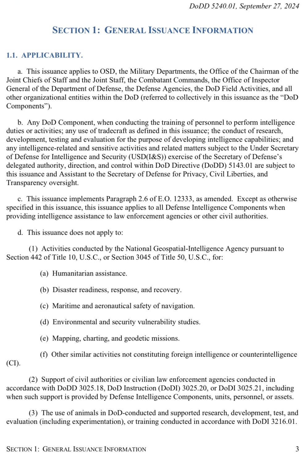 The DoD Quietly Reissues DoD Directive 5240.01, Expanding the Use of ...