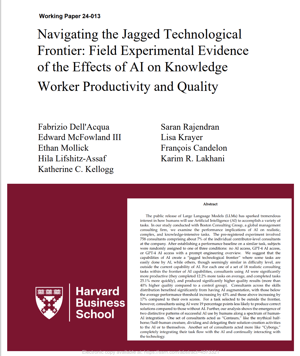 Centaurs and Cyborgs on the Jagged Frontier