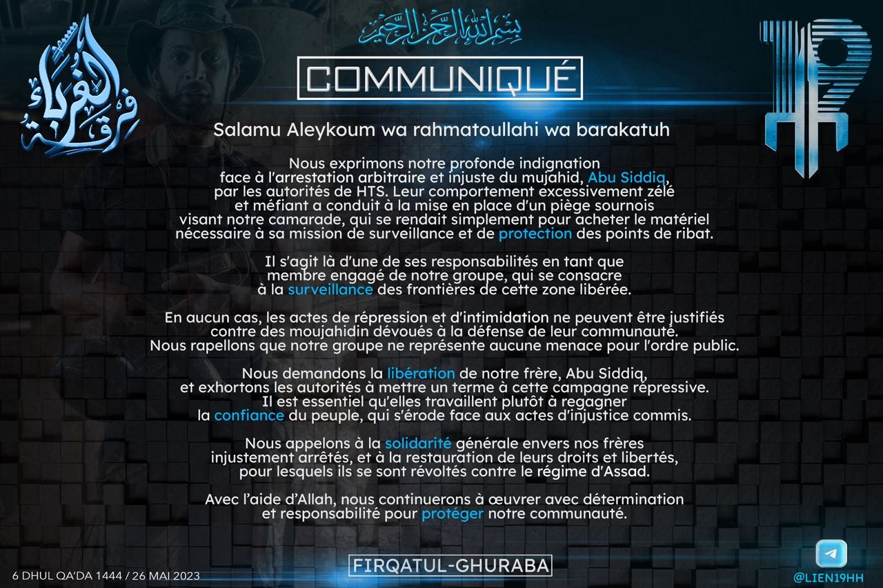 Firqat-ul-Ghuraba vs. Hay'at Tahrir al-Sham