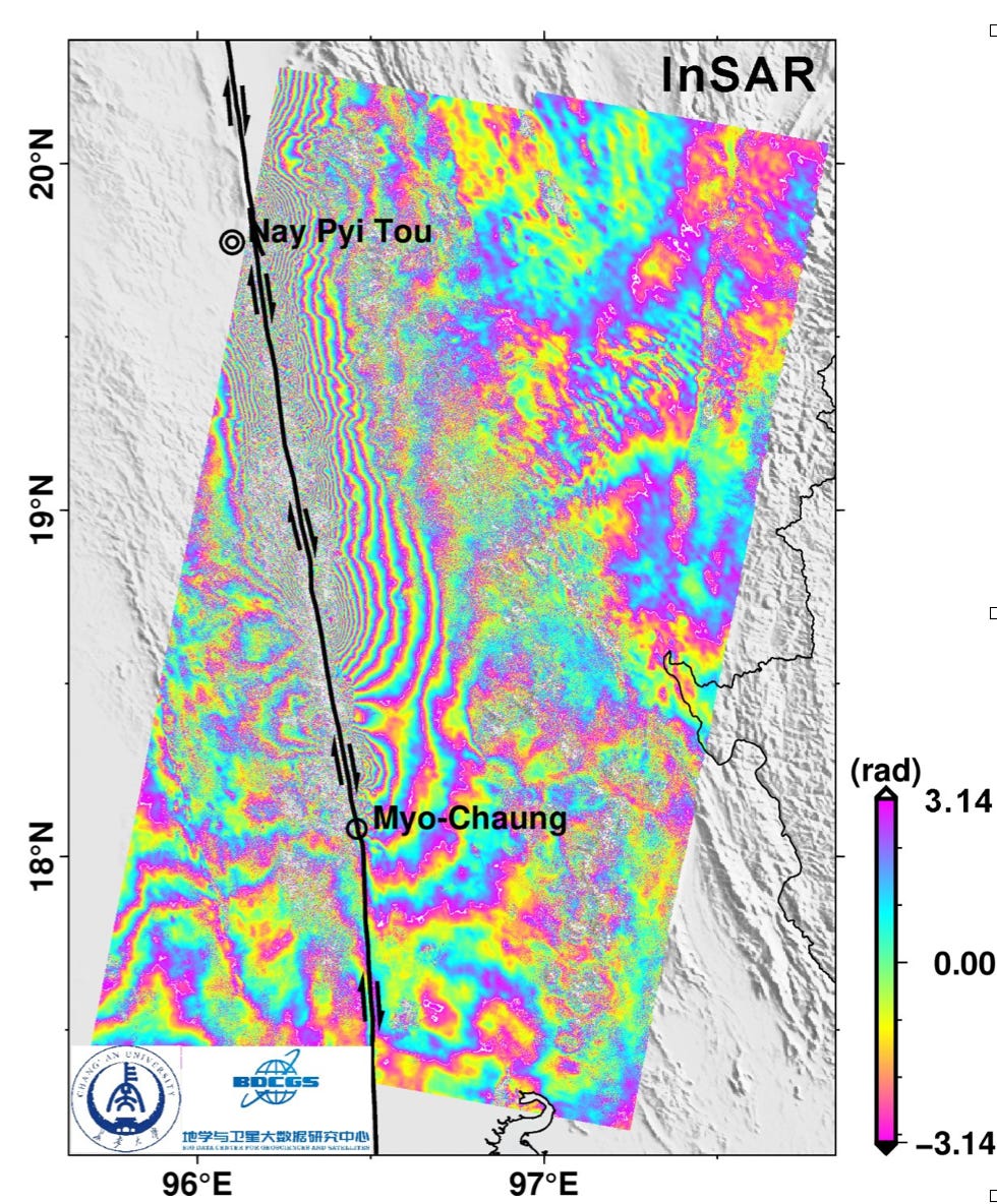 Surface ruptures of the Myanmar M7.7 earthquake mapped from space