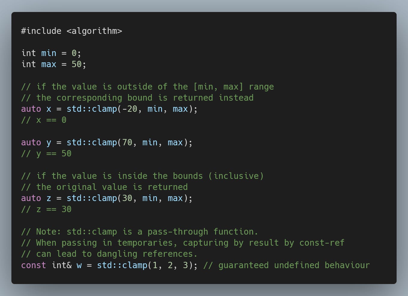 Daily bit(e) of C++ | std::clamp - by Šimon Tóth