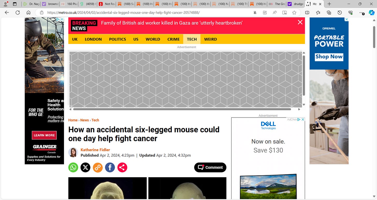 Scientists accidentally created a six-legged mouse with no genitals ...