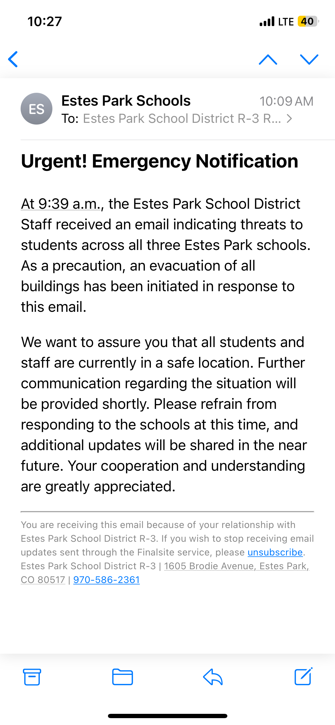 Update: reunification posing exposure dangers Emergency : school locked ...