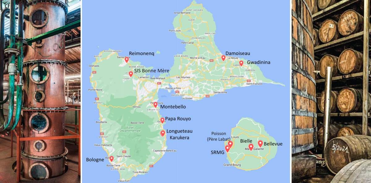 Guadeloupe Rhum Distillery Map - by Matt Pietrek - Rum Wonk