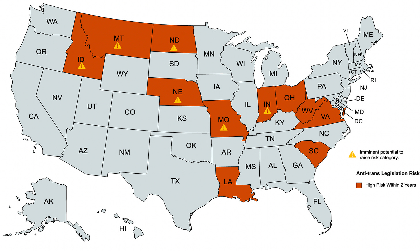 March Anti-Trans Legislative Risk Map - by Erin Reed