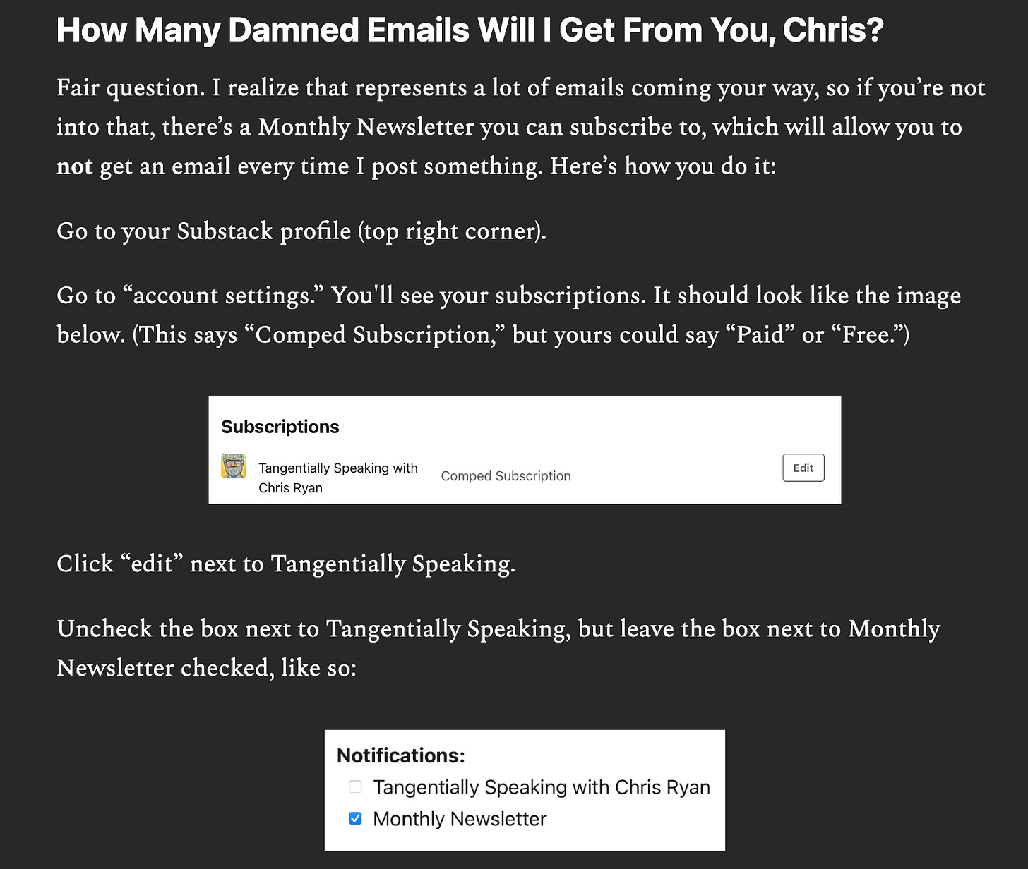 A guide to publication sections - On Substack