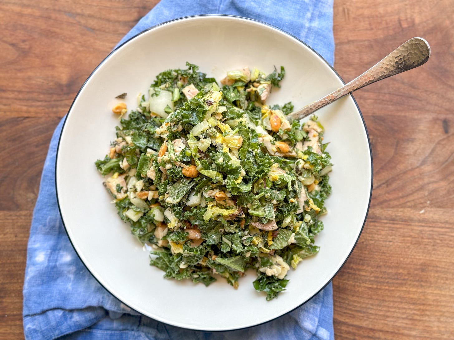 charred cabbage and chicken peanut chop