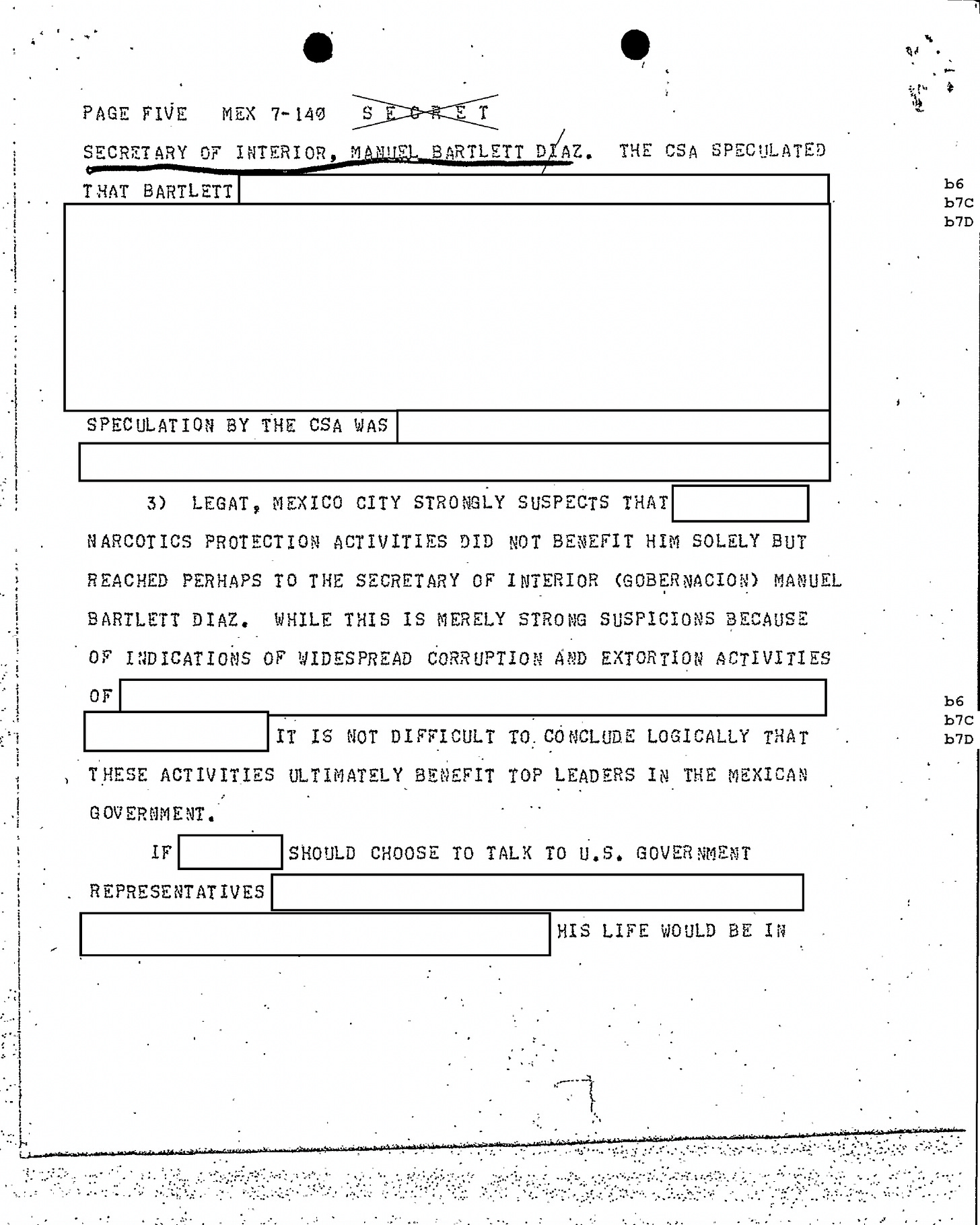 Exclusive – U.S. Declassifies Document on Bartlett and Camarena Case