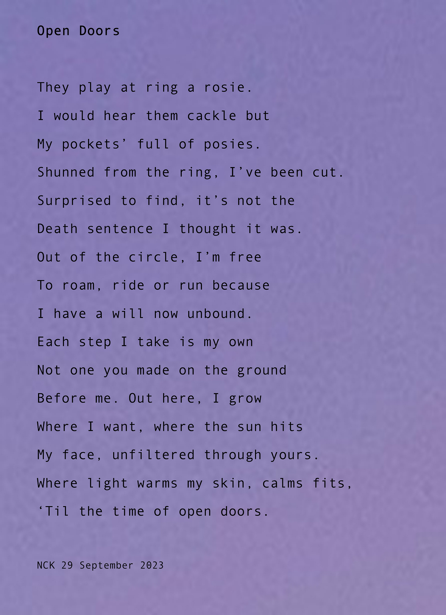 Open Doors - by NCK - This Life in Poems