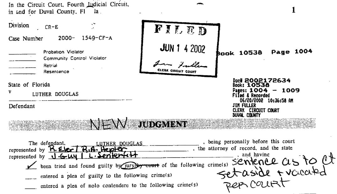 Duval County: Luther Douglas resentenced to life