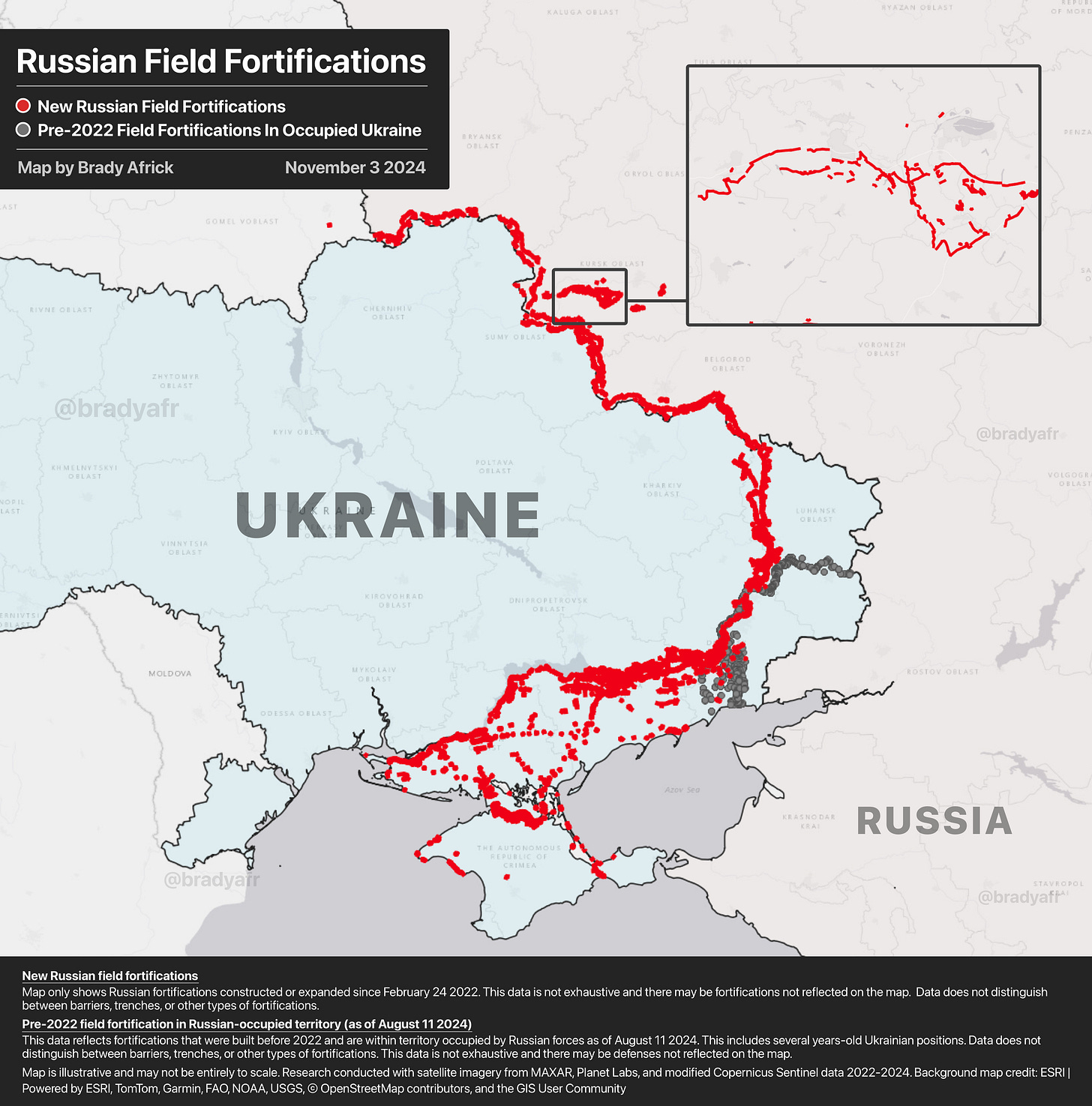 Russian field fortifications in Ukraine