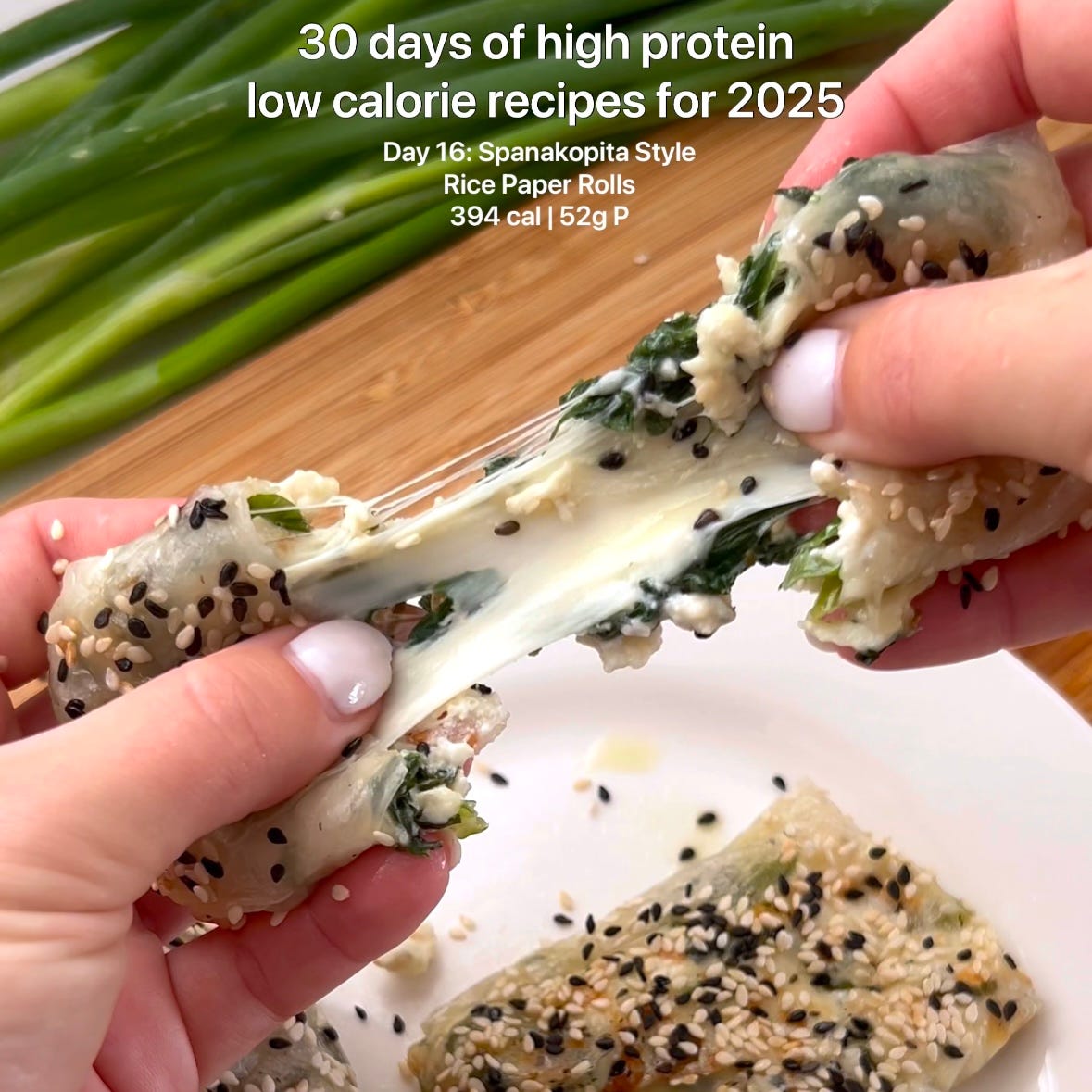 SPANAKOPITA STYLE CHICKEN RICE PAPER ROLLS