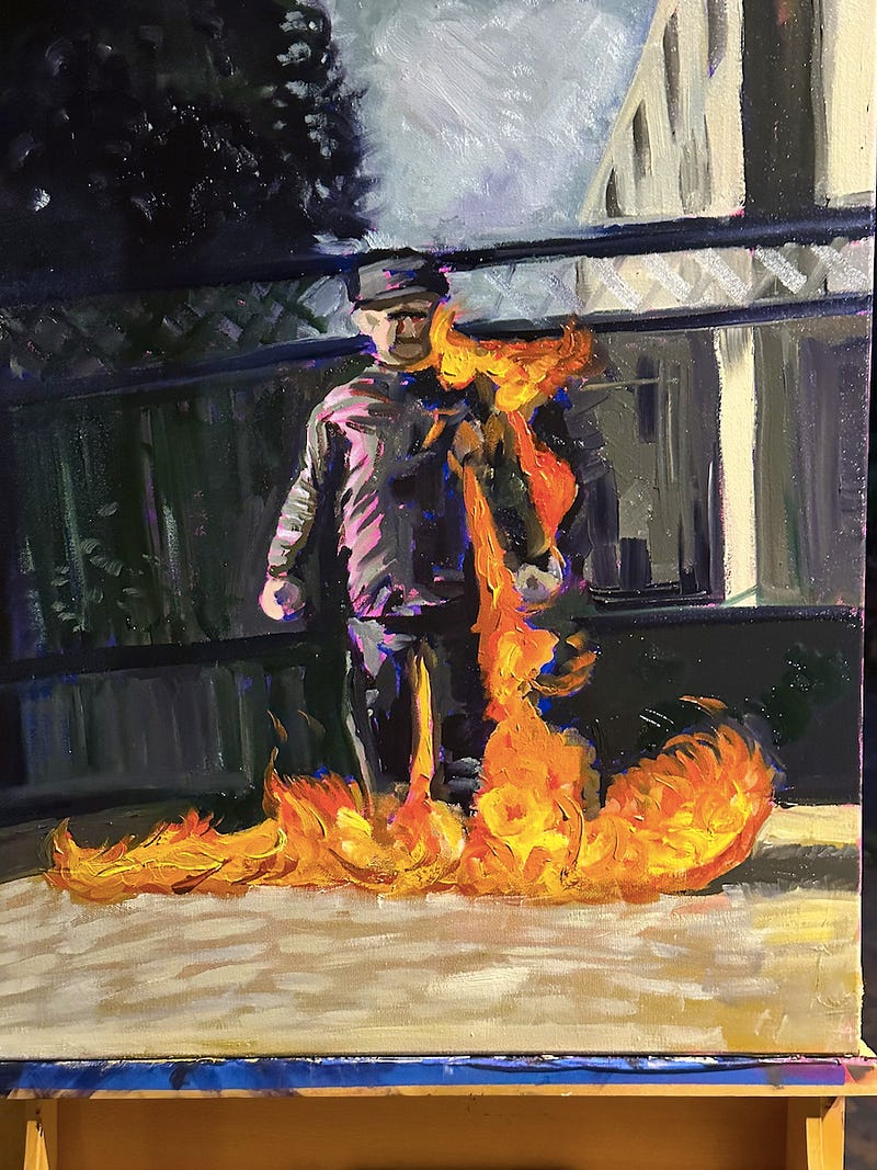 New Painting And Video: The Self-Immolation Of Aaron Bushnell