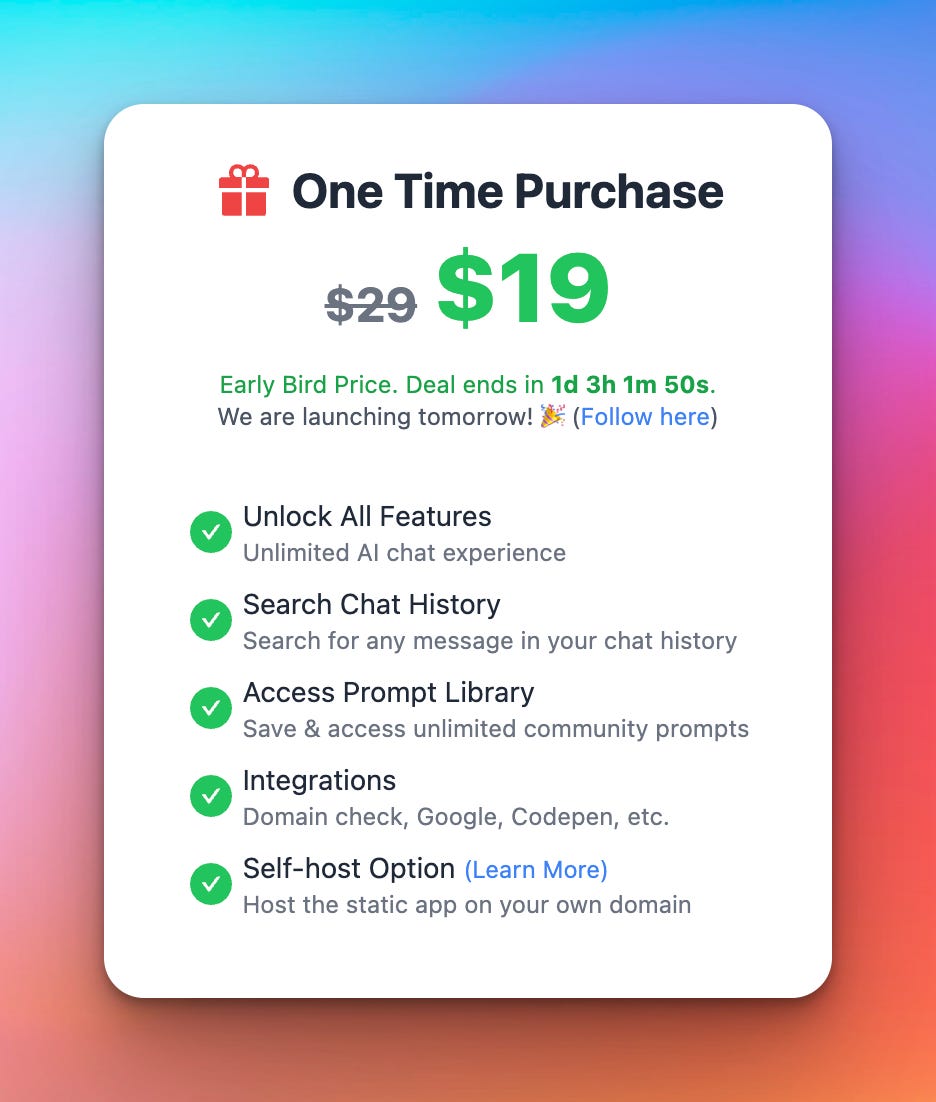 Early bird license of my new product