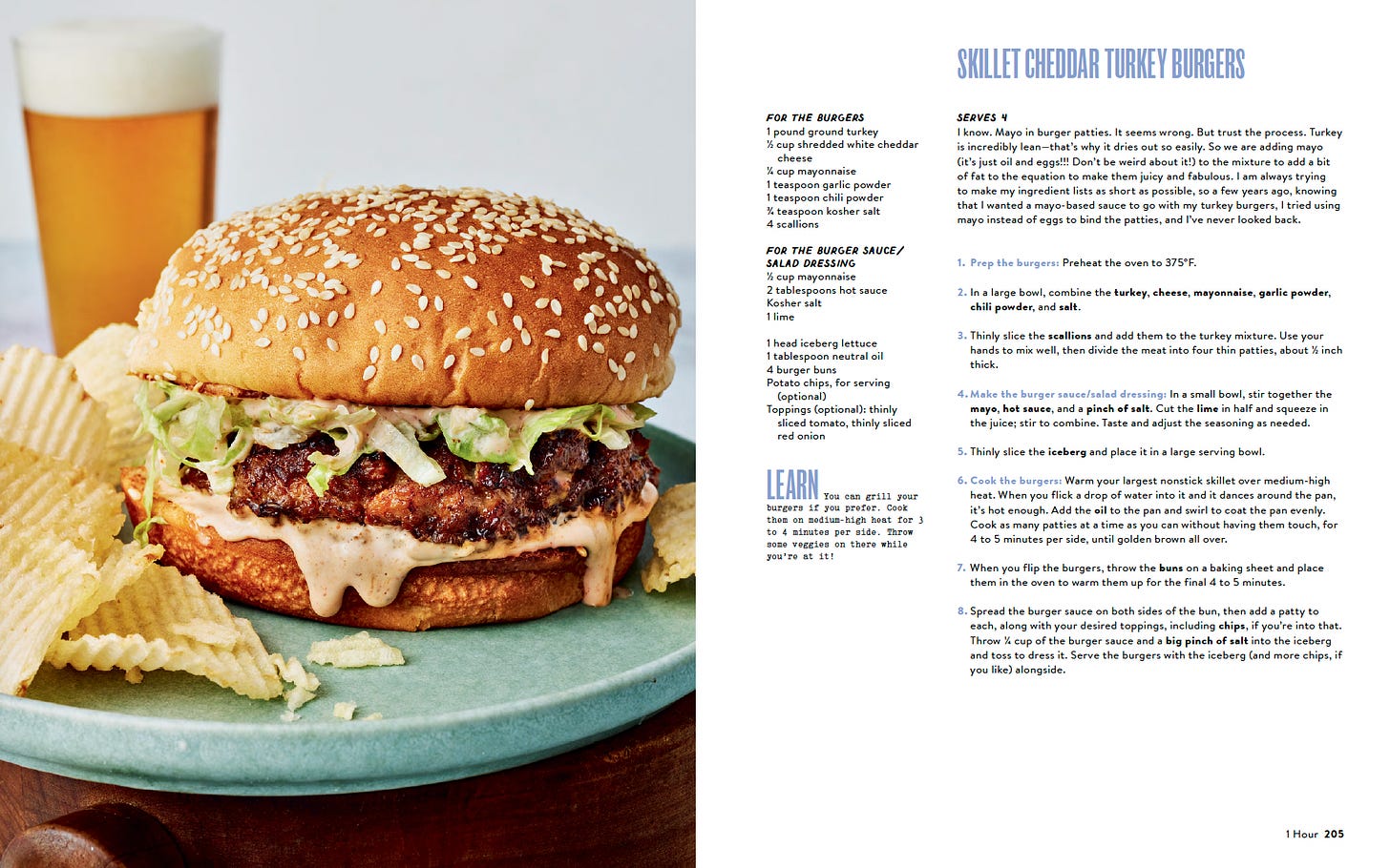 skillet cheddar turkey burgers - by Caroline Chambers