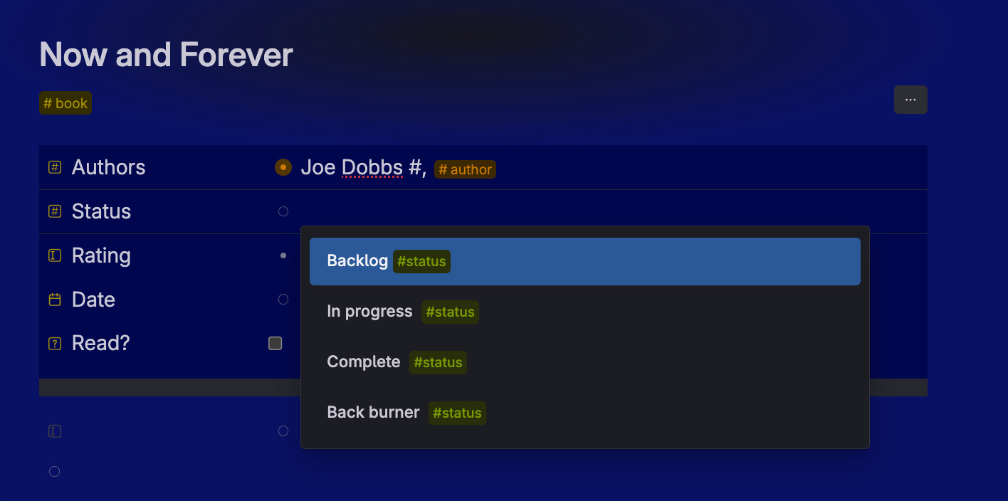 Options Fields - The Tana Fields Series #3