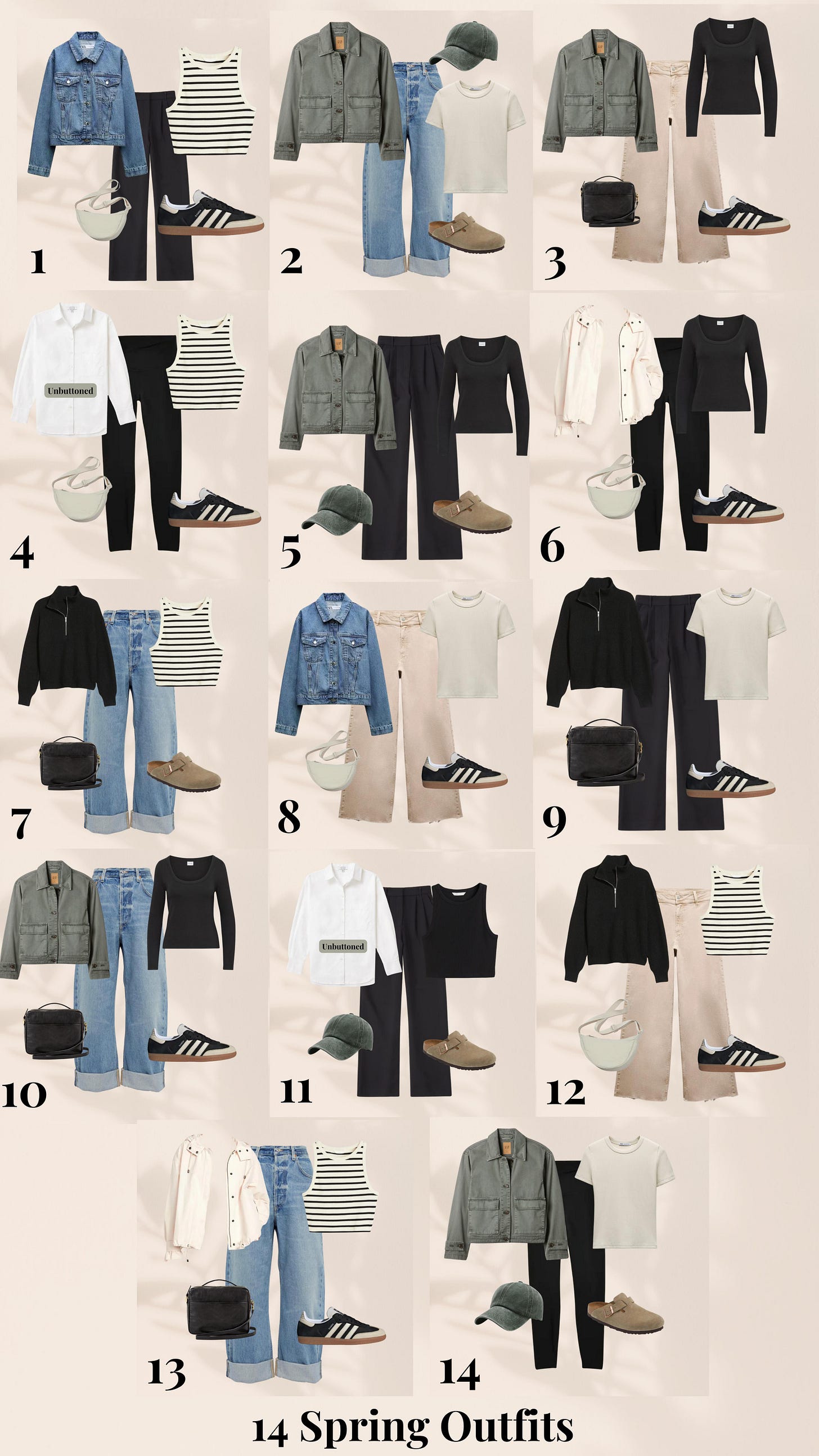 12 Clothing Wardrobe Essentials for Spring With 14 Printable Outfit ...