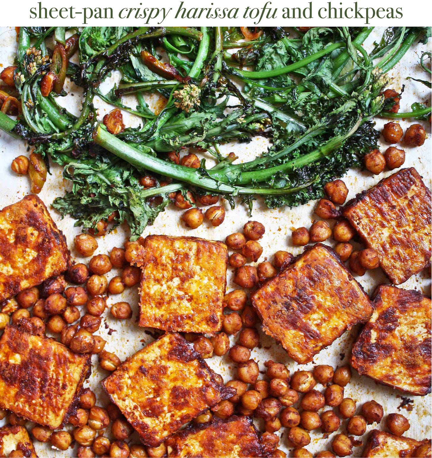 Recipe: Sonya Sanford's Sheet-Pan Crispy Harissa Tofu and Chickpeas