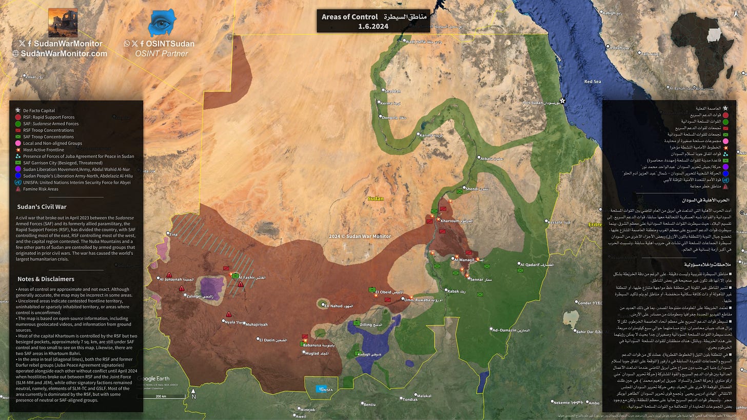 Map of the Areas of Control in Sudan