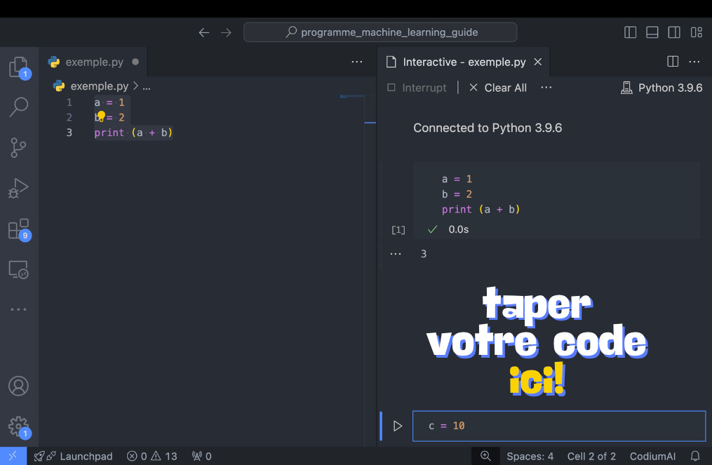 Tutoriel : Jupyter, VS Code et la fenêtre interactive.
