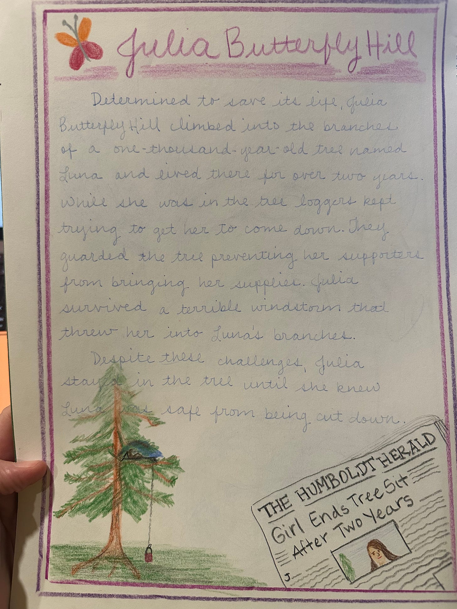 🔈Fifth Grade Botany: Julia Butterfly Hill - by Meredith