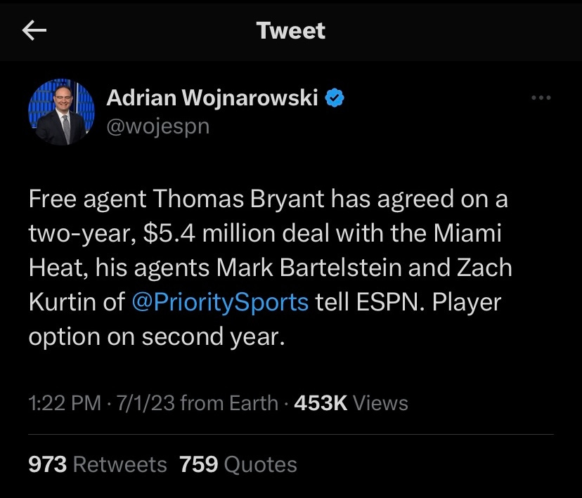 BREAKING: Thomas Bryant to sign with the Heat for 2 years $5.4M - Hot ...