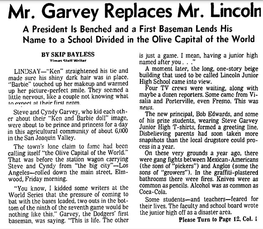 Senator Steve Garvey? His dream began nearly 50 years ago – Dodger Thoughts