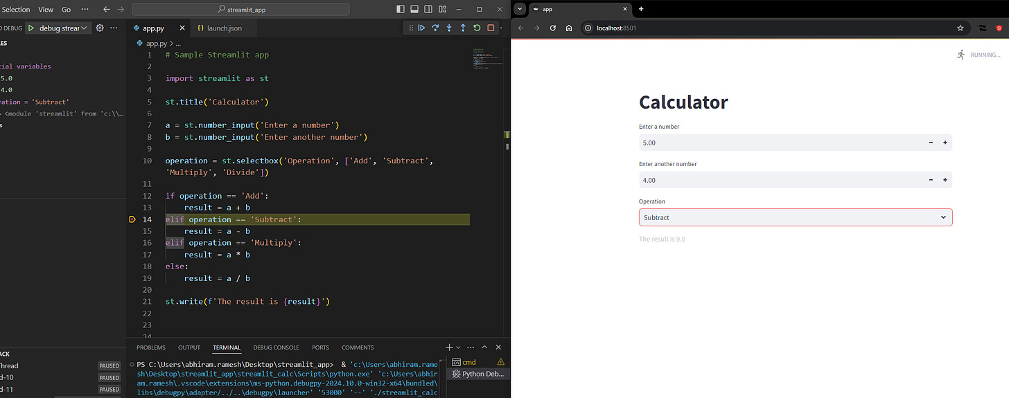 Debugging Your Streamlit Application Using Vscode