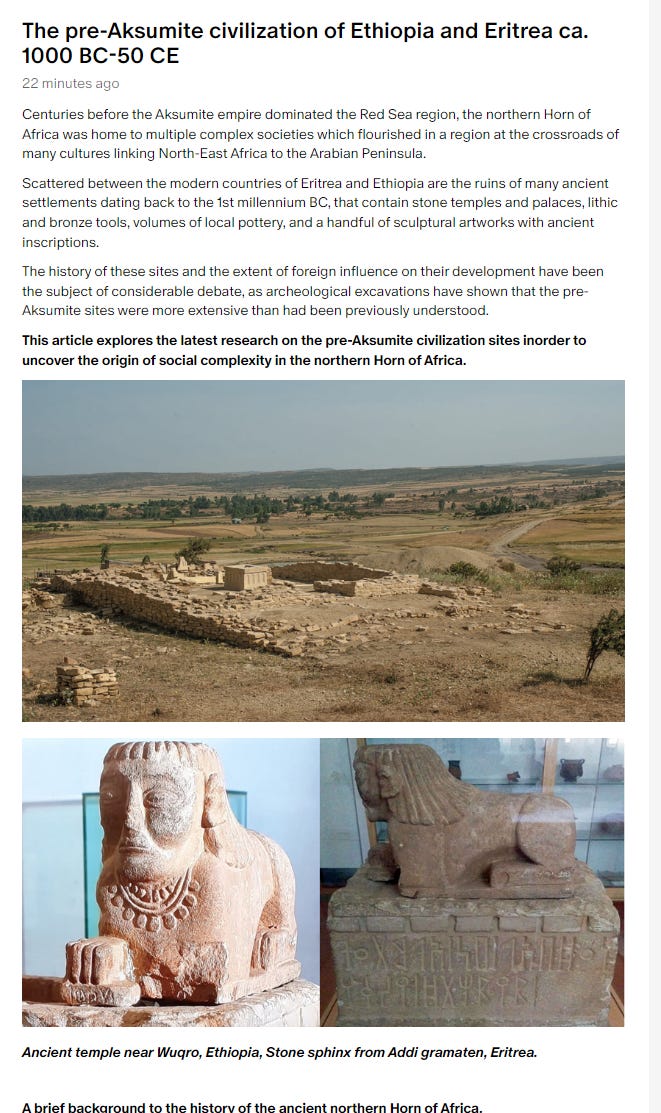 Early civilizations of ancient Africa and the pre-Aksumite civilization ...