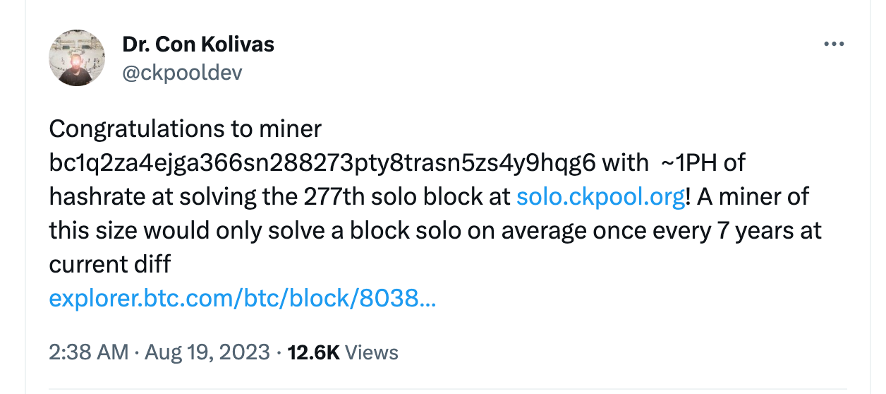 Solo Miner Wins Bitcoin Mining Lottery – This Lucky Miner Earns a 6.25 ...