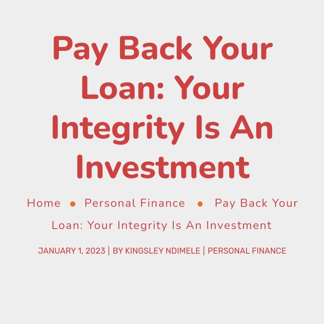 Pay Back Your Loan - Kingsley Ndimele