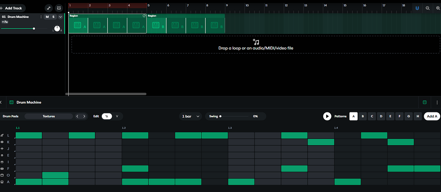 Bandlab: Creating a drum machine track - by shedtronic